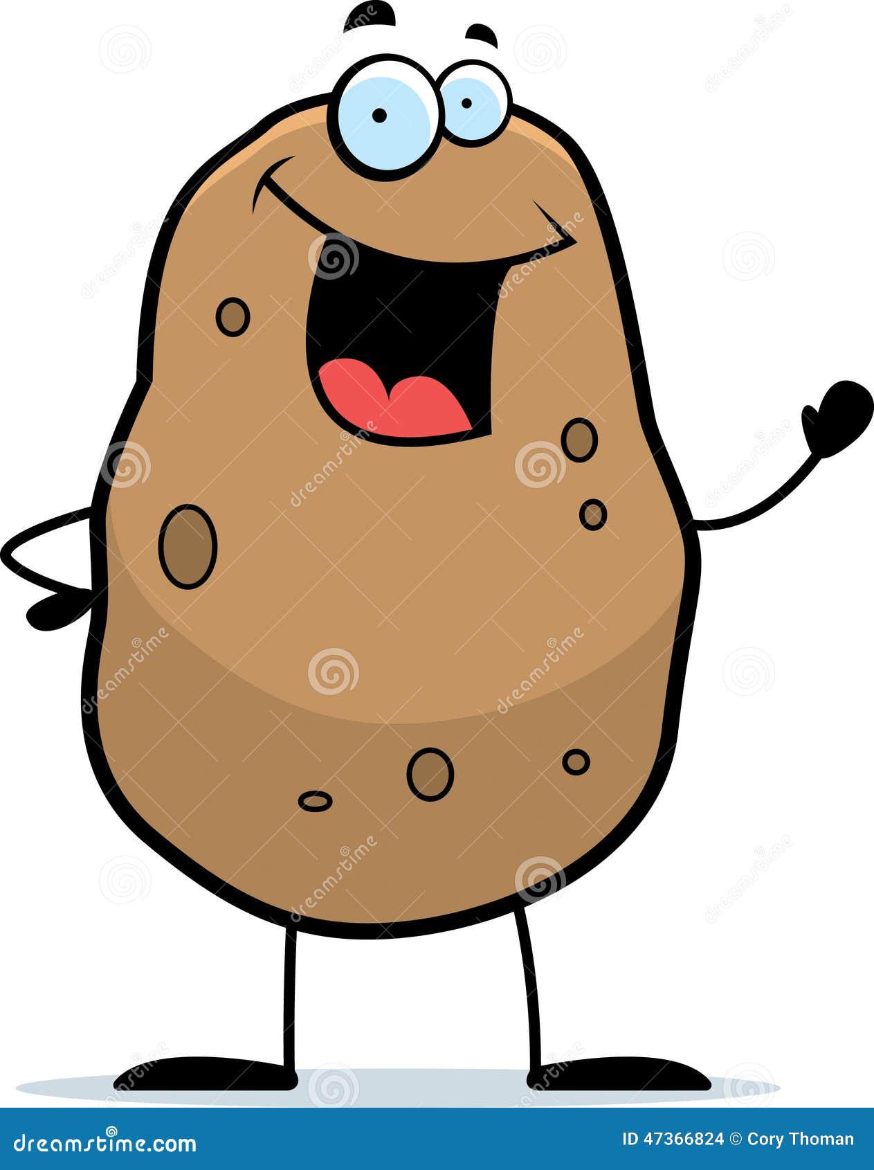 Cartoon Potato Waving stock vector. Image of greeting - 47366824