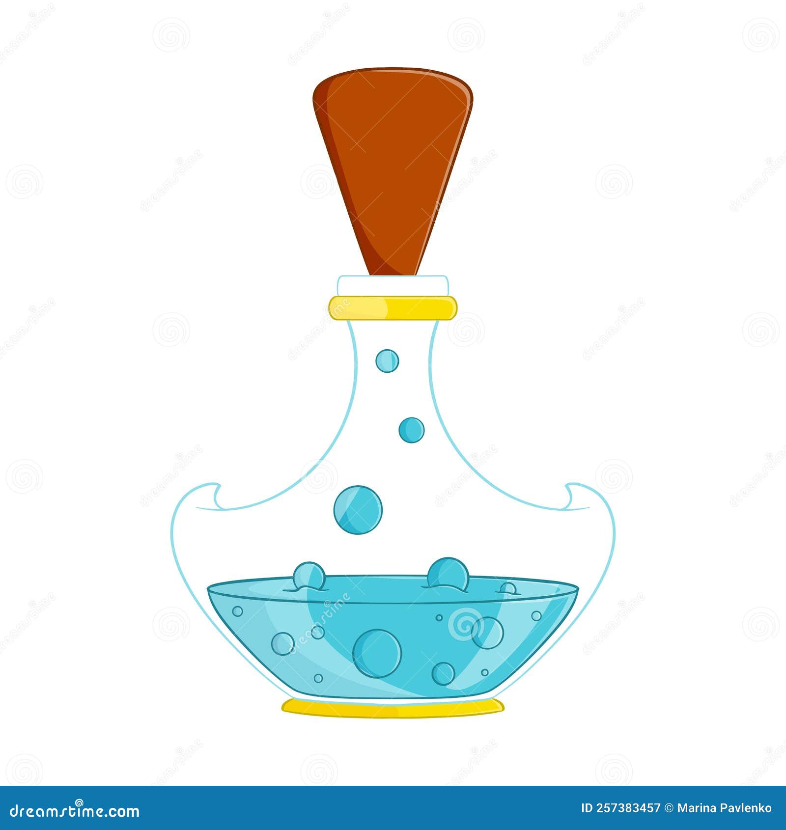 Set Of Cartoon Potion Bottle. Glass Flasks With Colorful Liquids ...