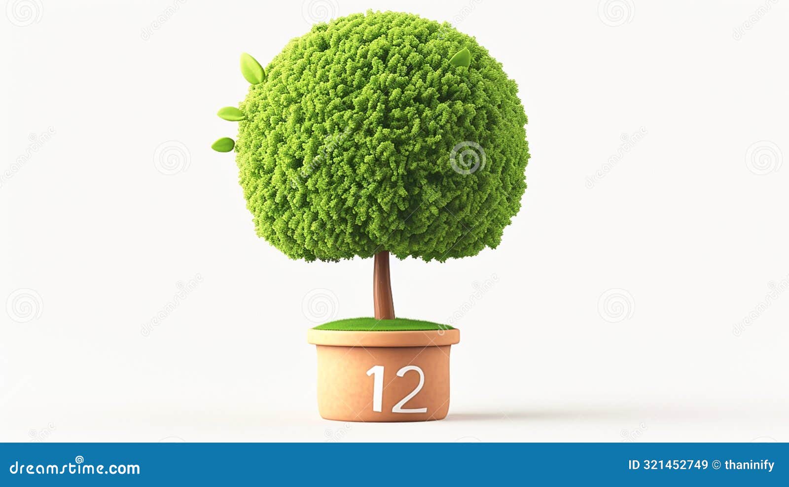 A Cartoon Potted Tree with a Number 12 on the Pot Stock Illustration ...