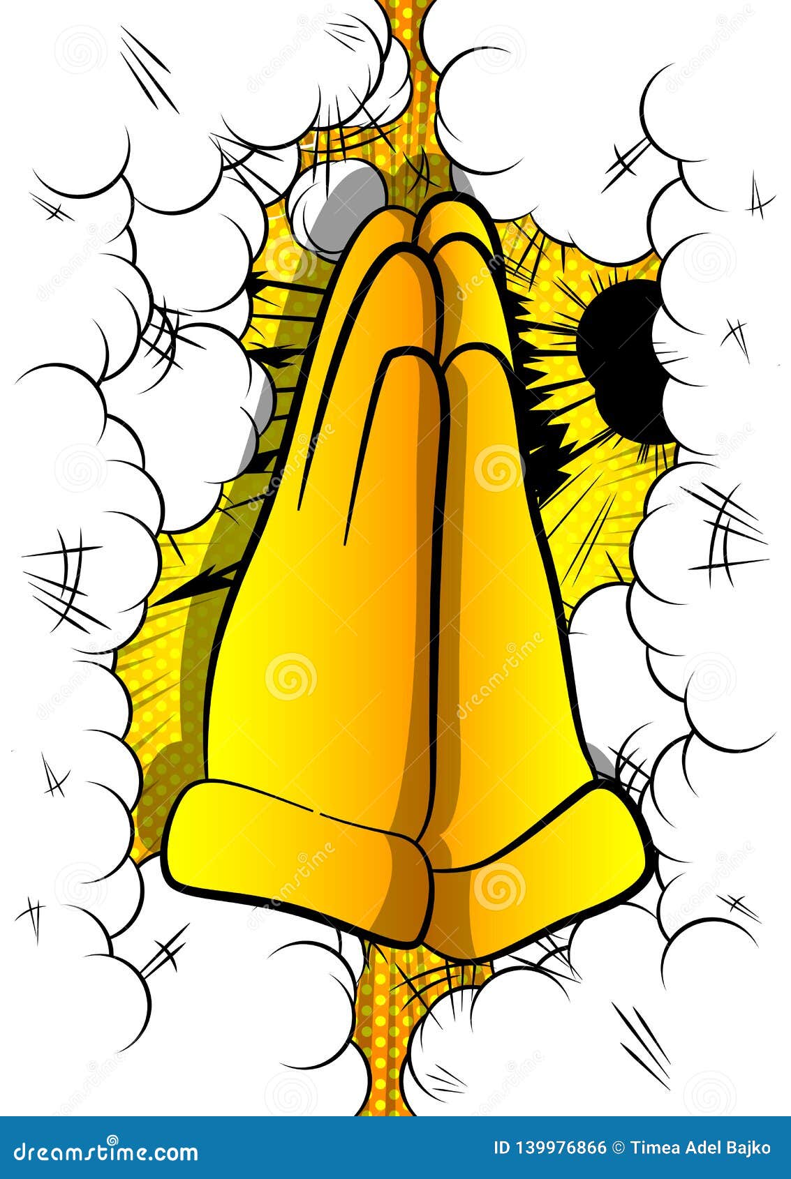 Cartoon Praying Hands On Comic Book Background. | CartoonDealer.com ...