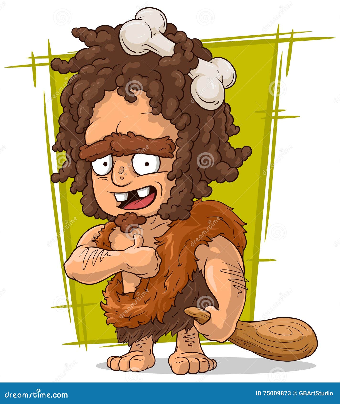 Cartoon Prehistoric Man with Bone Stock Vector - Illustration of ...