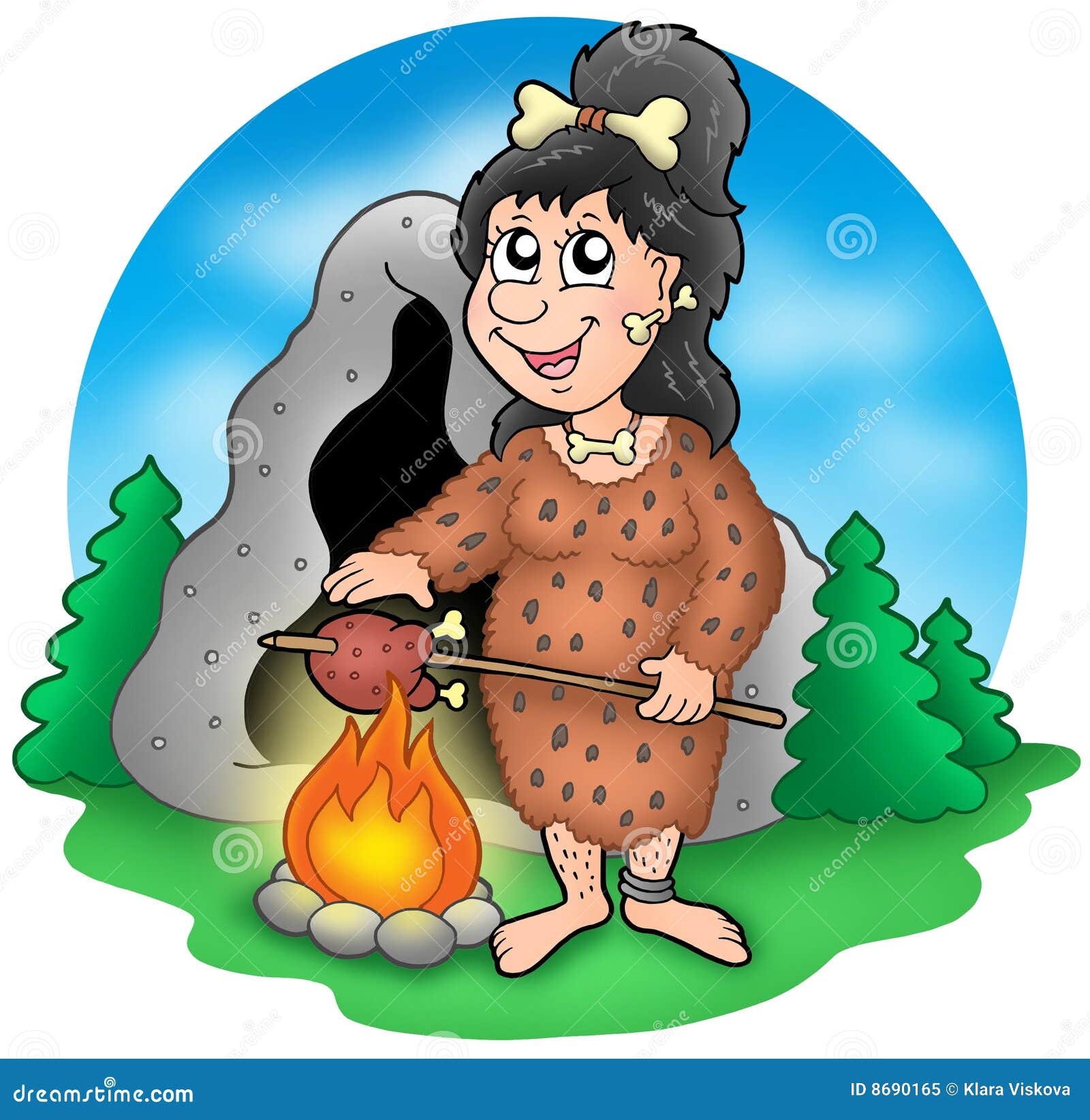 Cartoon Prehistoric Cave Boy With Poses Vector Illustration ...
