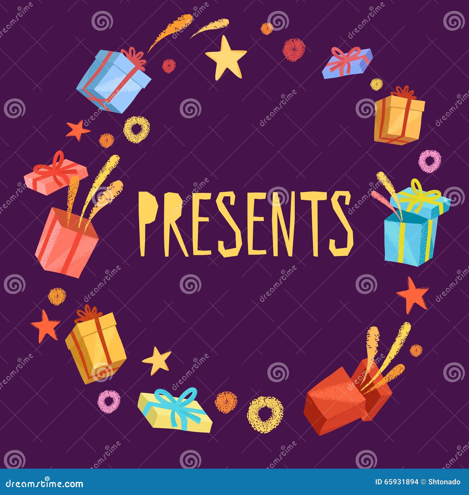 Cartoon Present Boxes Frame Stock Illustration - Illustration of ...