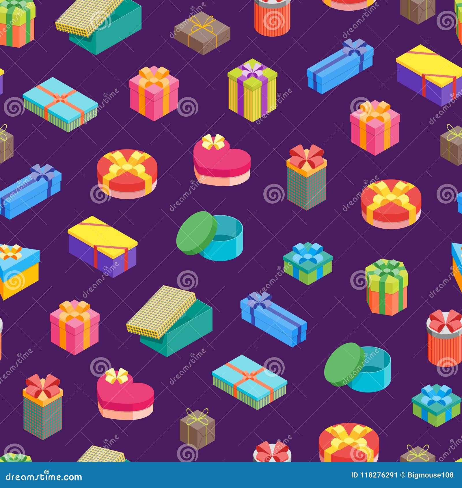 Cartoon Present Boxes Seamless Pattern Background. Vector Stock Vector ...
