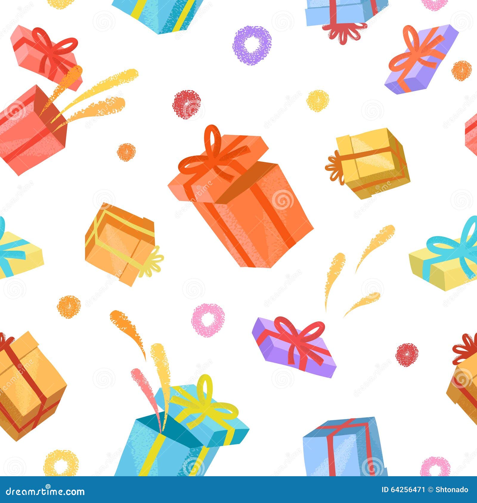 Cartoon Present Boxes Seamless Pattern Stock Vector - Illustration of ...