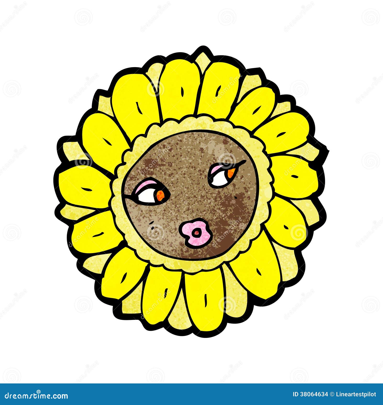 Cartoon Pretty Sunflower Face Stock Vector - Illustration of character ...