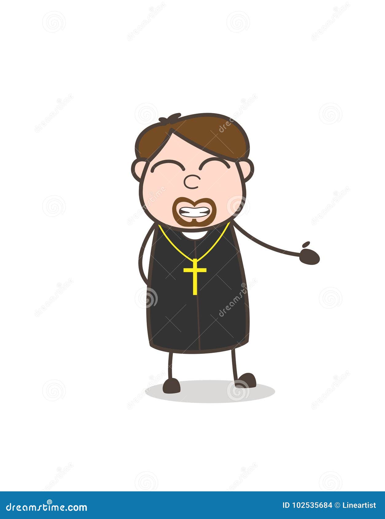 Cartoon Priest Grimacing Face Vector Stock Illustration - Illustration ...