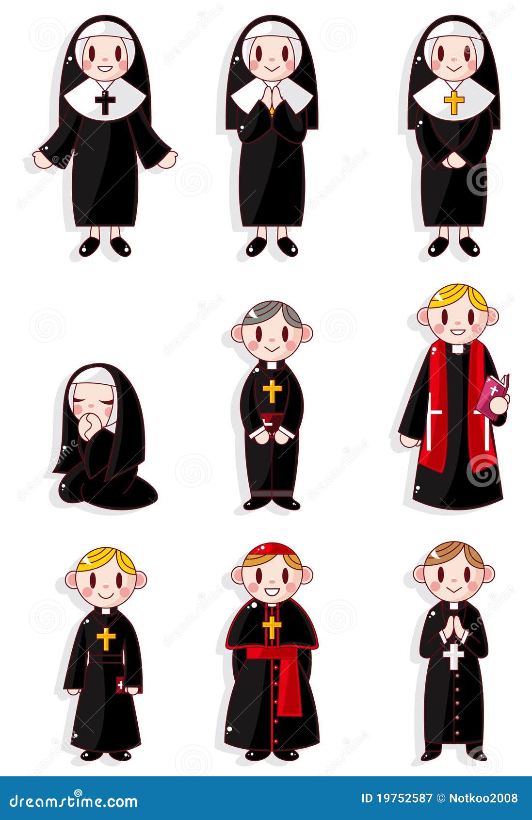Cartoon Priest Monk - Set Of Concepts Vector Illustrations ...