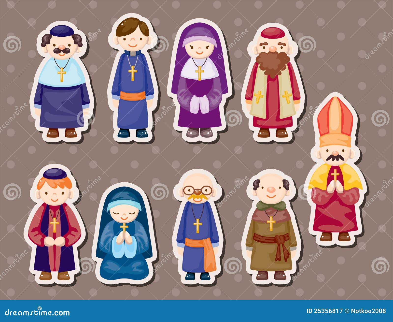 Cartoon priest stickers stock vector. Illustration of comic - 25356817