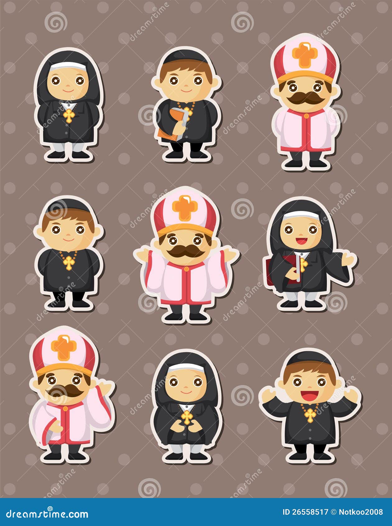 Cartoon priest stickers stock vector. Illustration of catholic - 26558517
