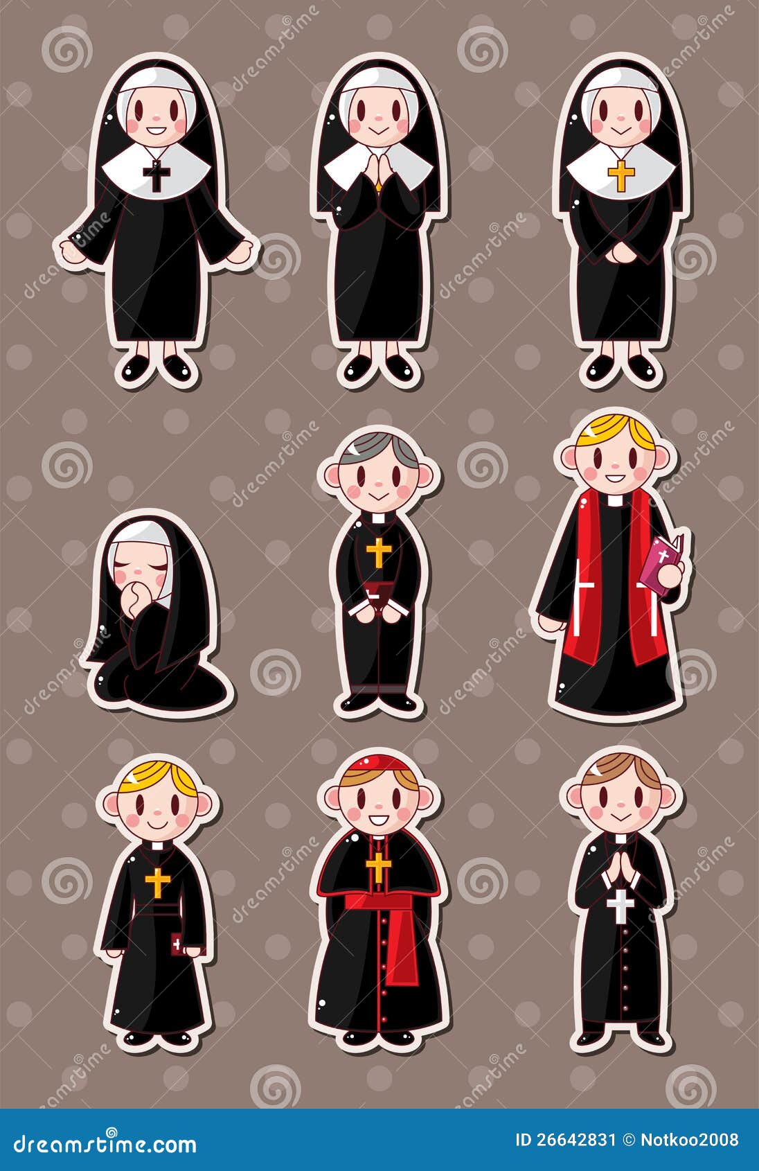 Cartoon priest stickers stock vector. Illustration of draw - 26642831