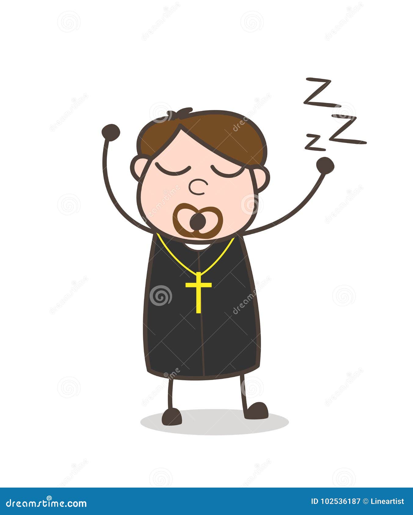 Cartoon Priest Yawning Expression Vector Stock Illustration ...
