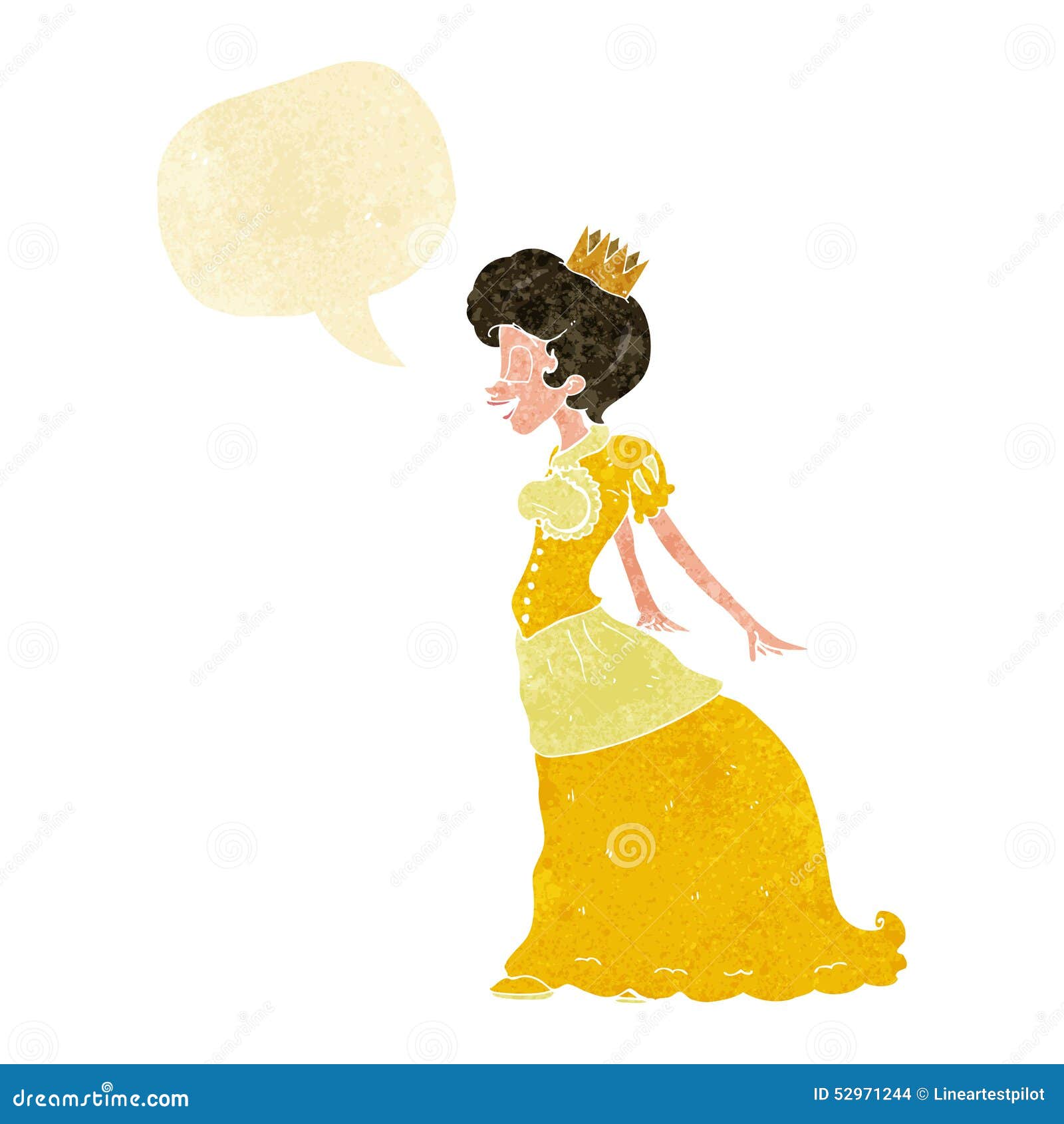 Cartoon Princess with Speech Bubble Stock Illustration - Illustration ...