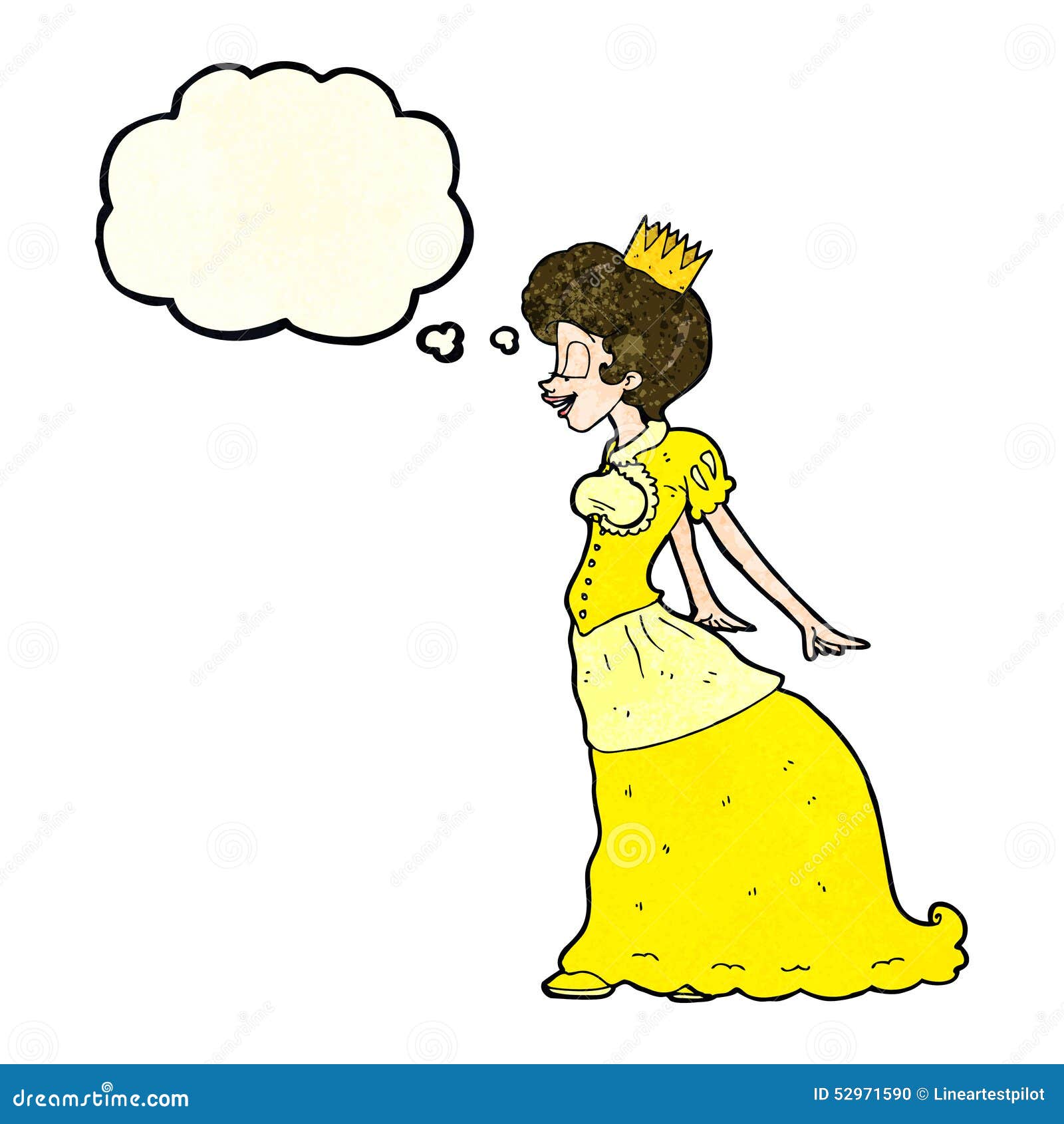 Cartoon Princess with Thought Bubble Stock Illustration - Illustration ...