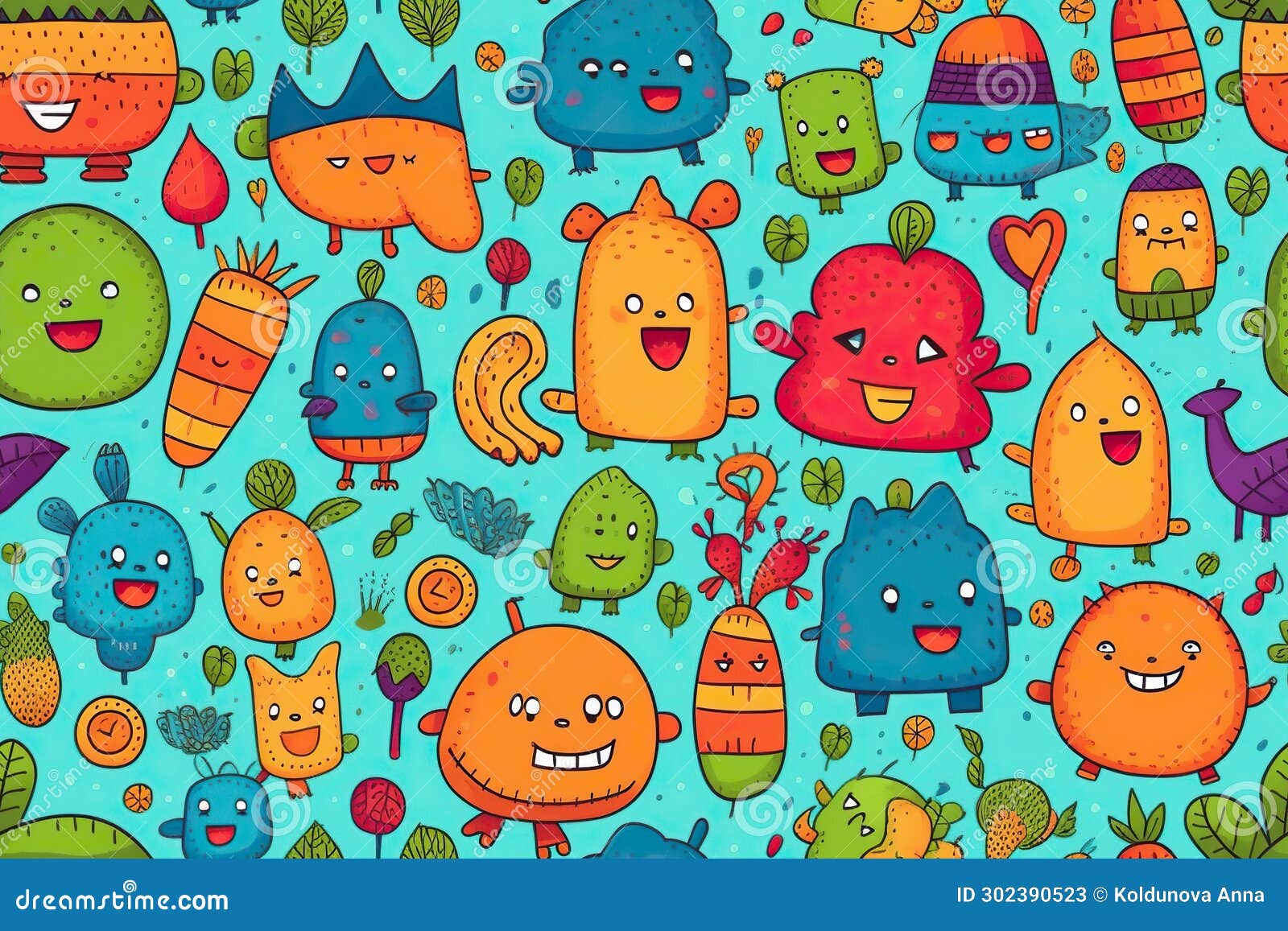 Cartoon Prints for Children, Concept of Fun Illustrations Stock ...