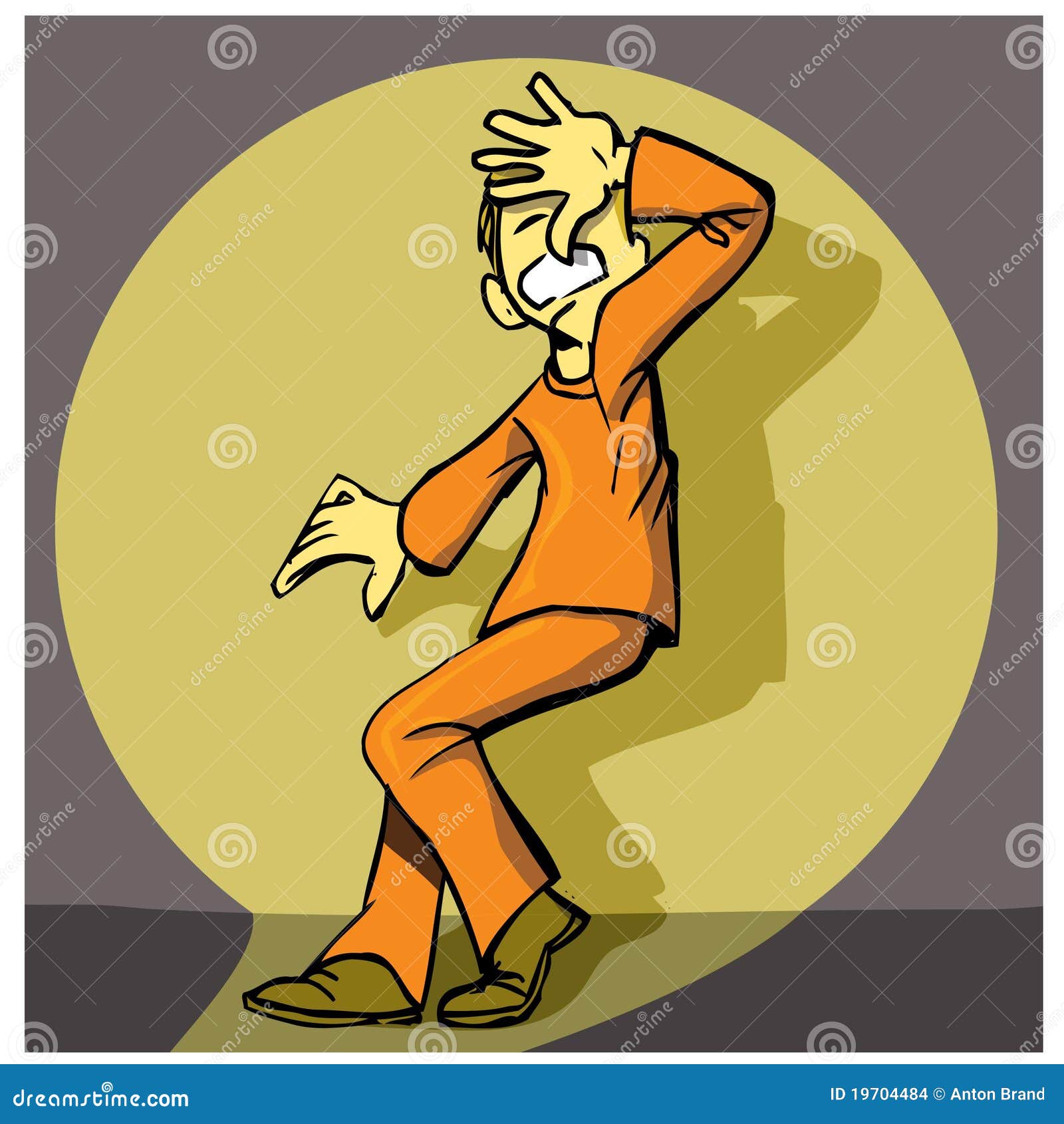 Cartoon Prisoner Caught In A Searchlight Beam Vector Illustration ...