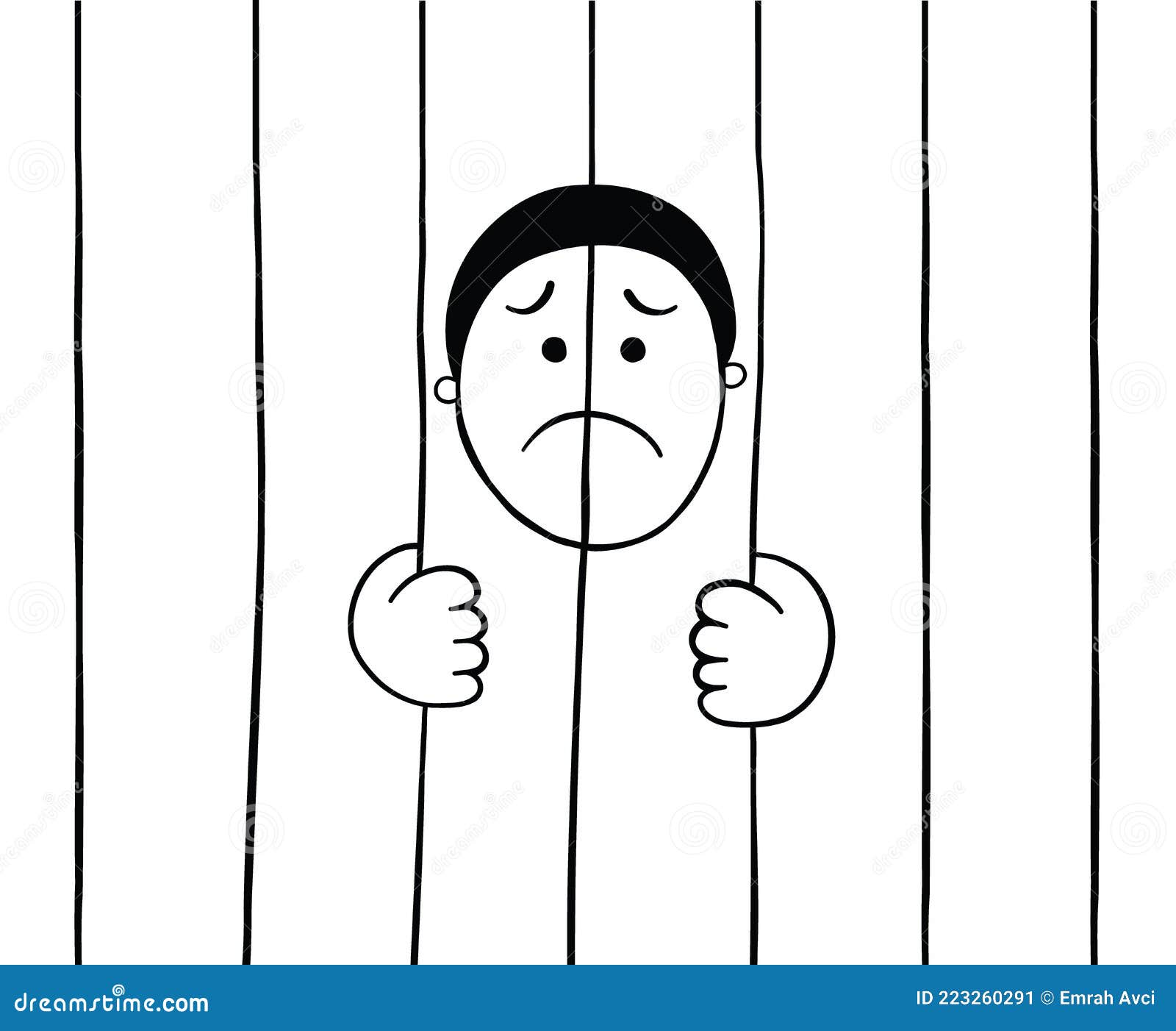 Cartoon Prisoner Holding Prison Bars, Vector Illustration Stock Vector ...