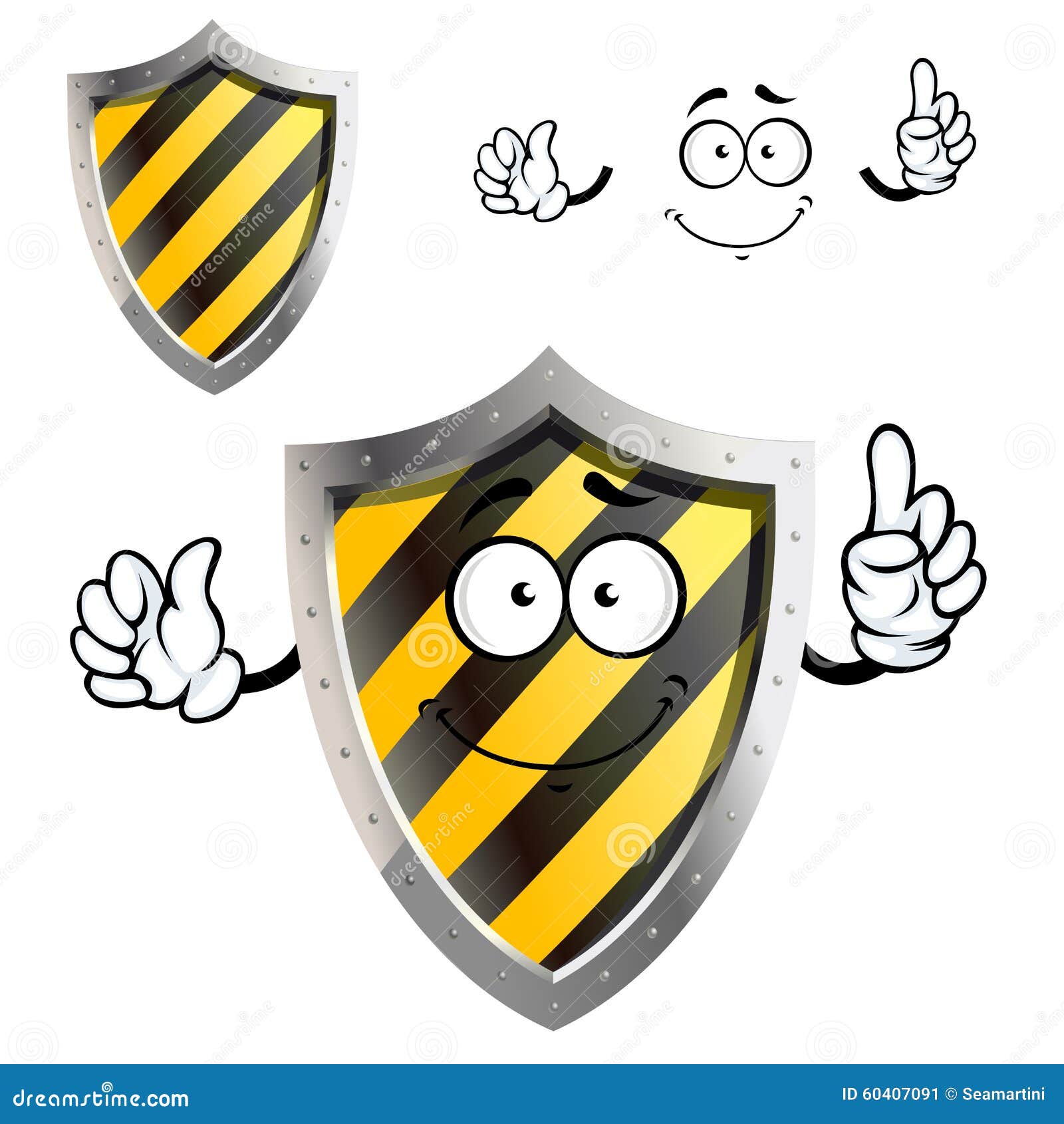 Cartoon Protective or Warning Sign Shield Stock Vector - Illustration ...