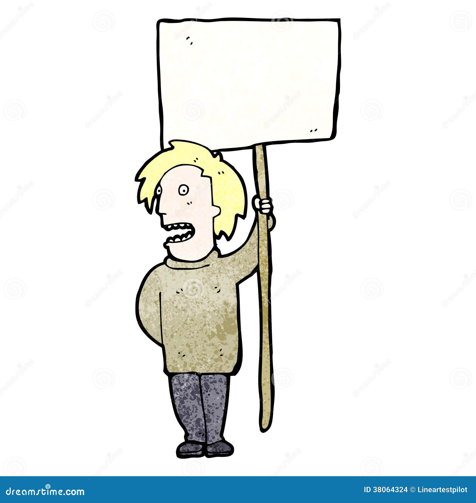 Cartoon Protester with Sign Stock Vector - Illustration of clip, doodle ...