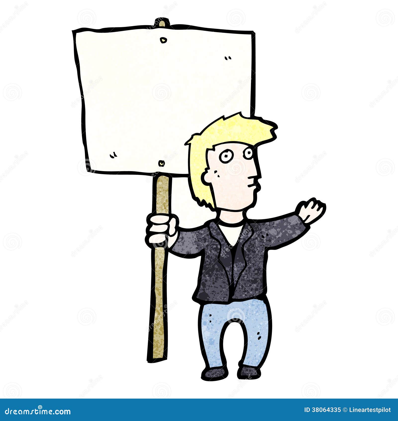 Cartoon Protester With Sign | CartoonDealer.com #38065481