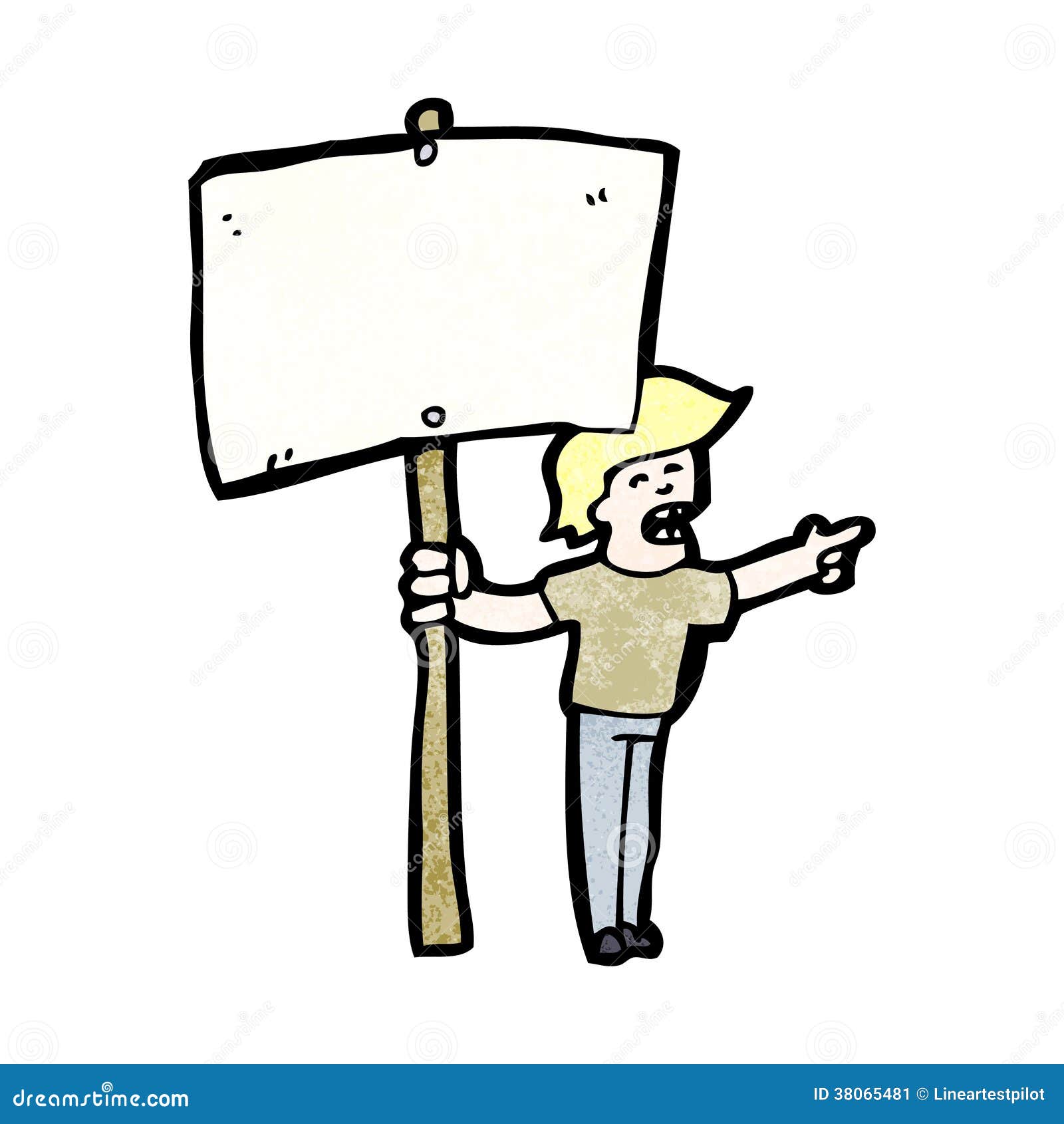Cartoon Protester With Sign | CartoonDealer.com #38065481