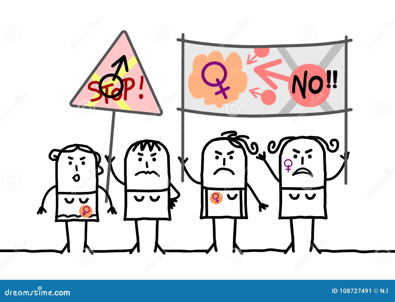 Cartoon Protesting People With Big Green Fist Vector Illustration ...