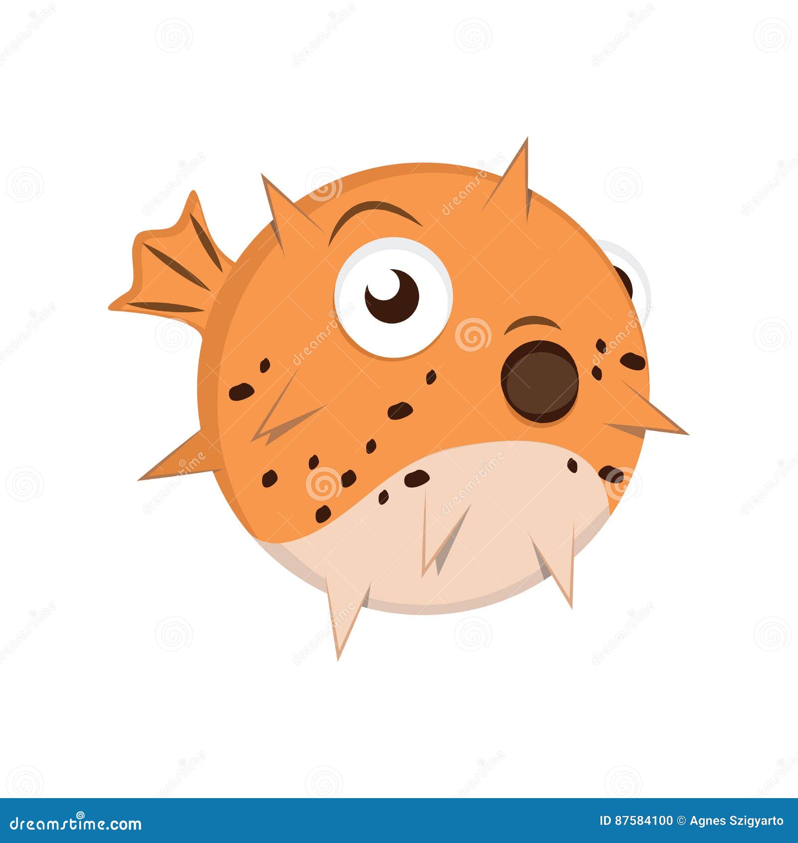 Cartoon puffer fish stock vector. Illustration of vector - 87584100