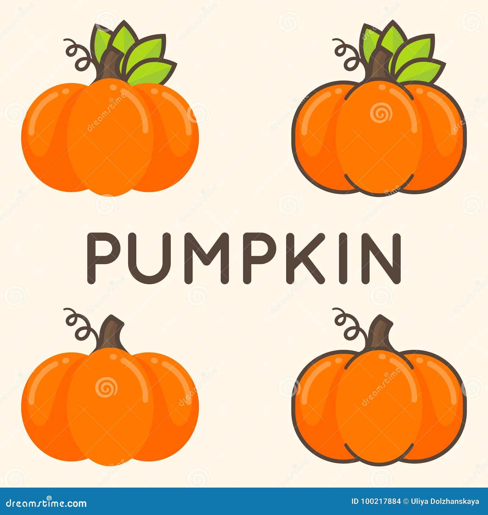 Cartoon Pumpkin Set with Text Vector Stock Vector - Illustration of ...