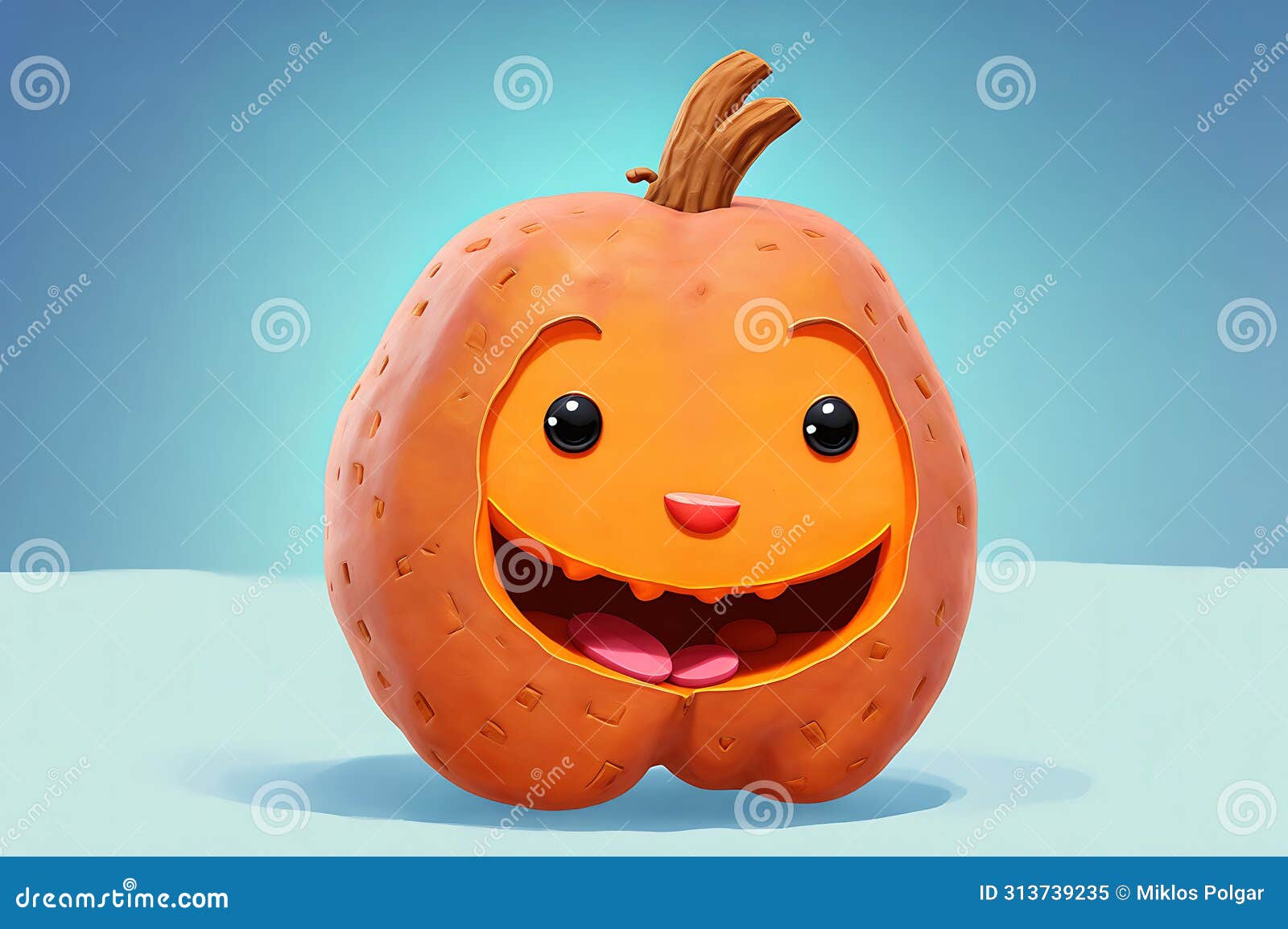 A Cartoon Pumpkin with a Smile on Its Face. Stock Image - Image of cute ...