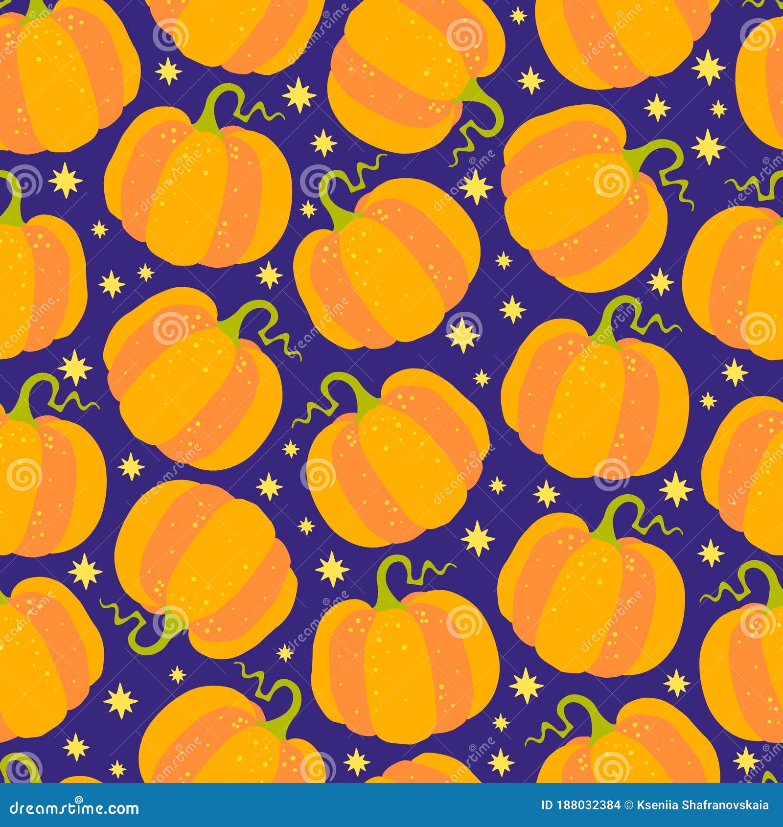Cartoon Pumpkins, Halloween Vector Seamless Pattern Stock Vector ...