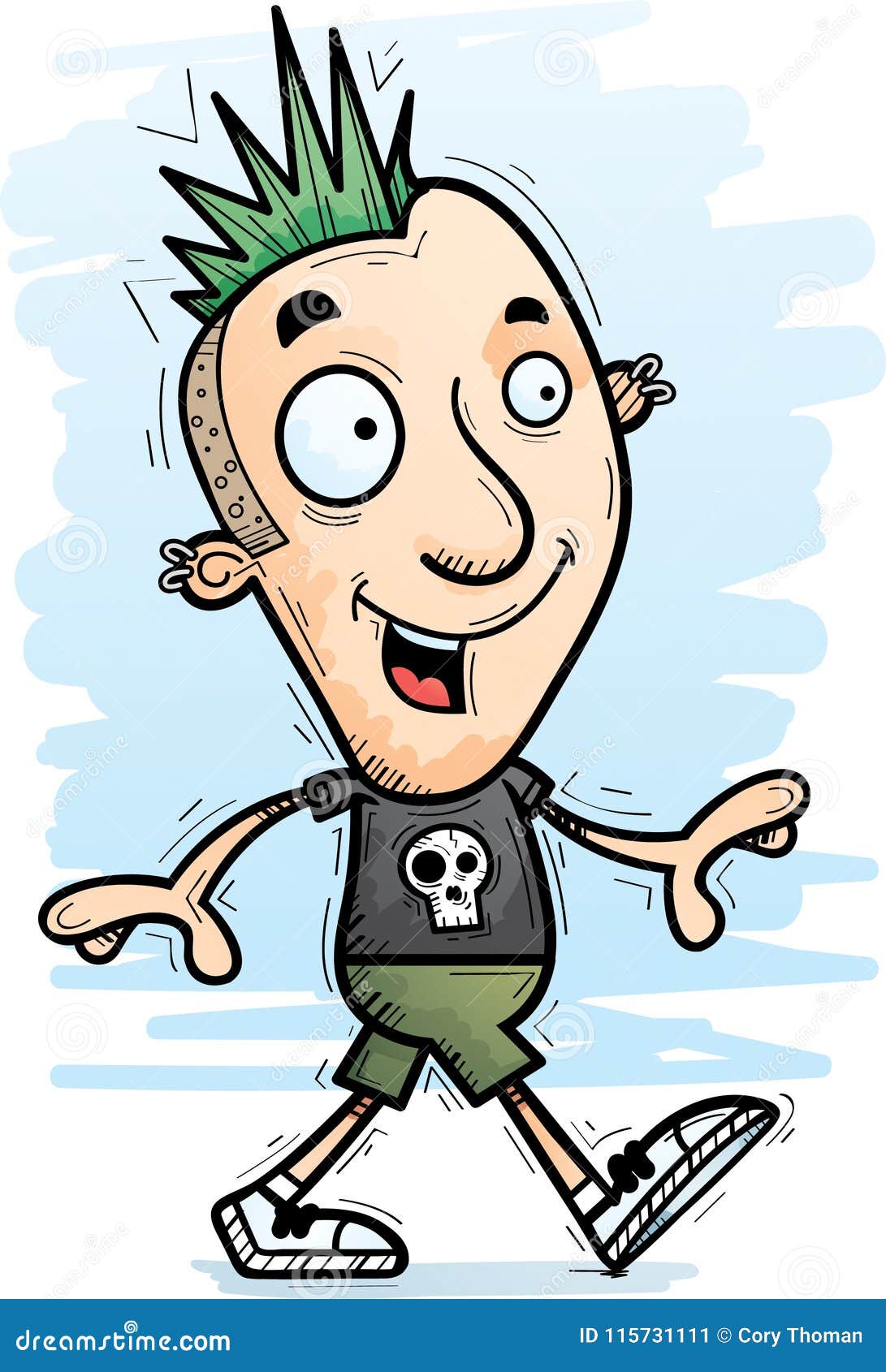 Cartoon Punk Walking stock vector. Illustration of happy - 115731111