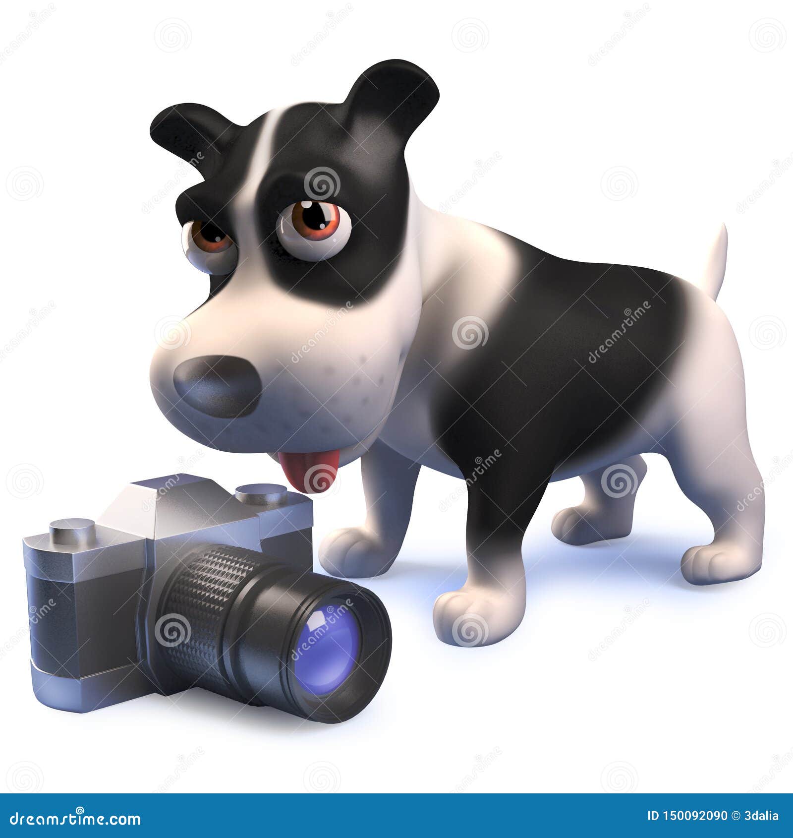 Cartoon Puppy Dog Character in 3d Looking at a Camera Stock ...