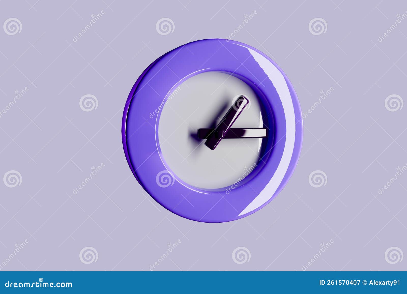 Cartoon Purple Clocks with Black Hands 3d Render. Stock Illustration ...