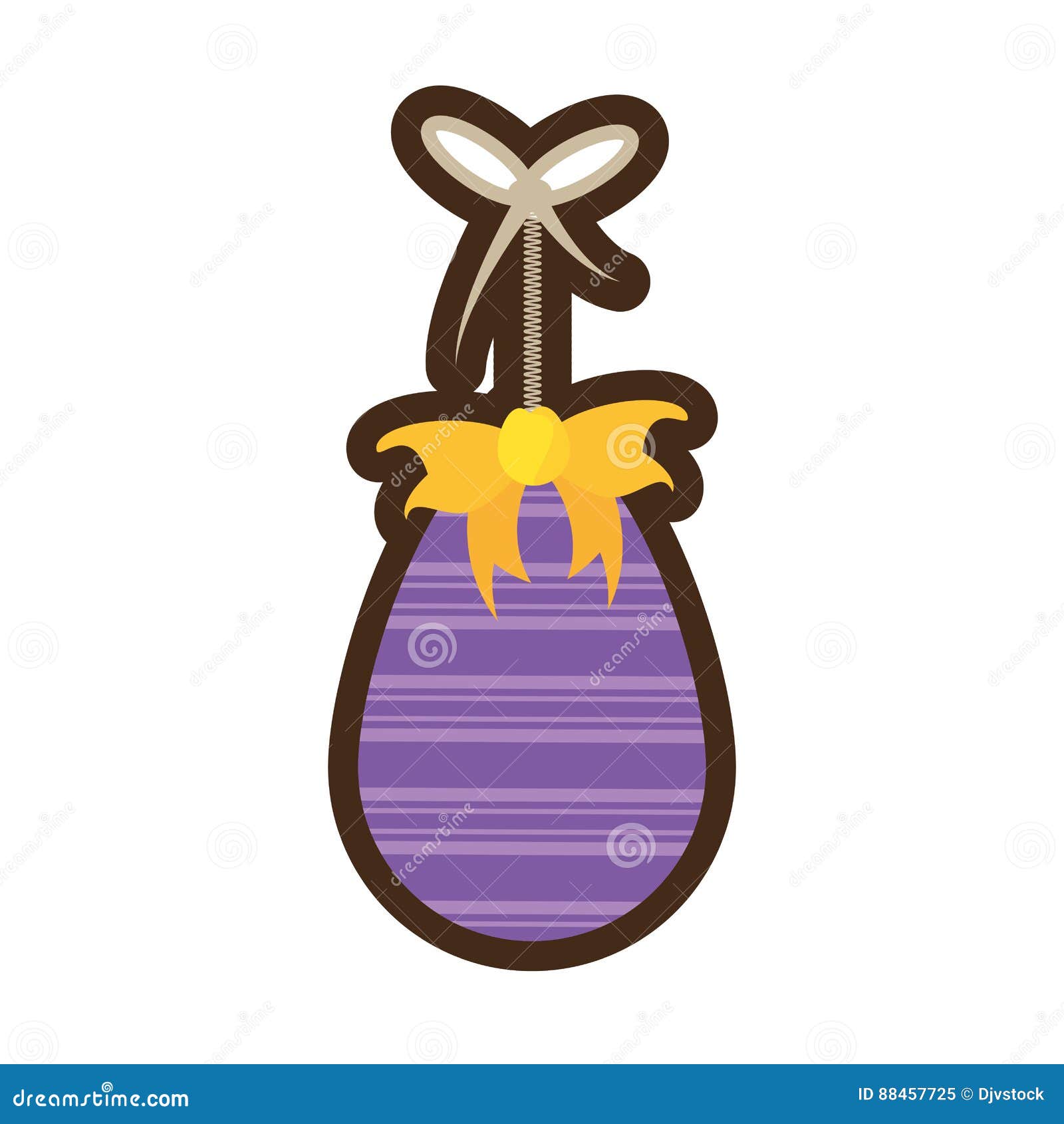 Cartoon Purple Easter Egg Bow Hanging Stock Illustration - Illustration ...
