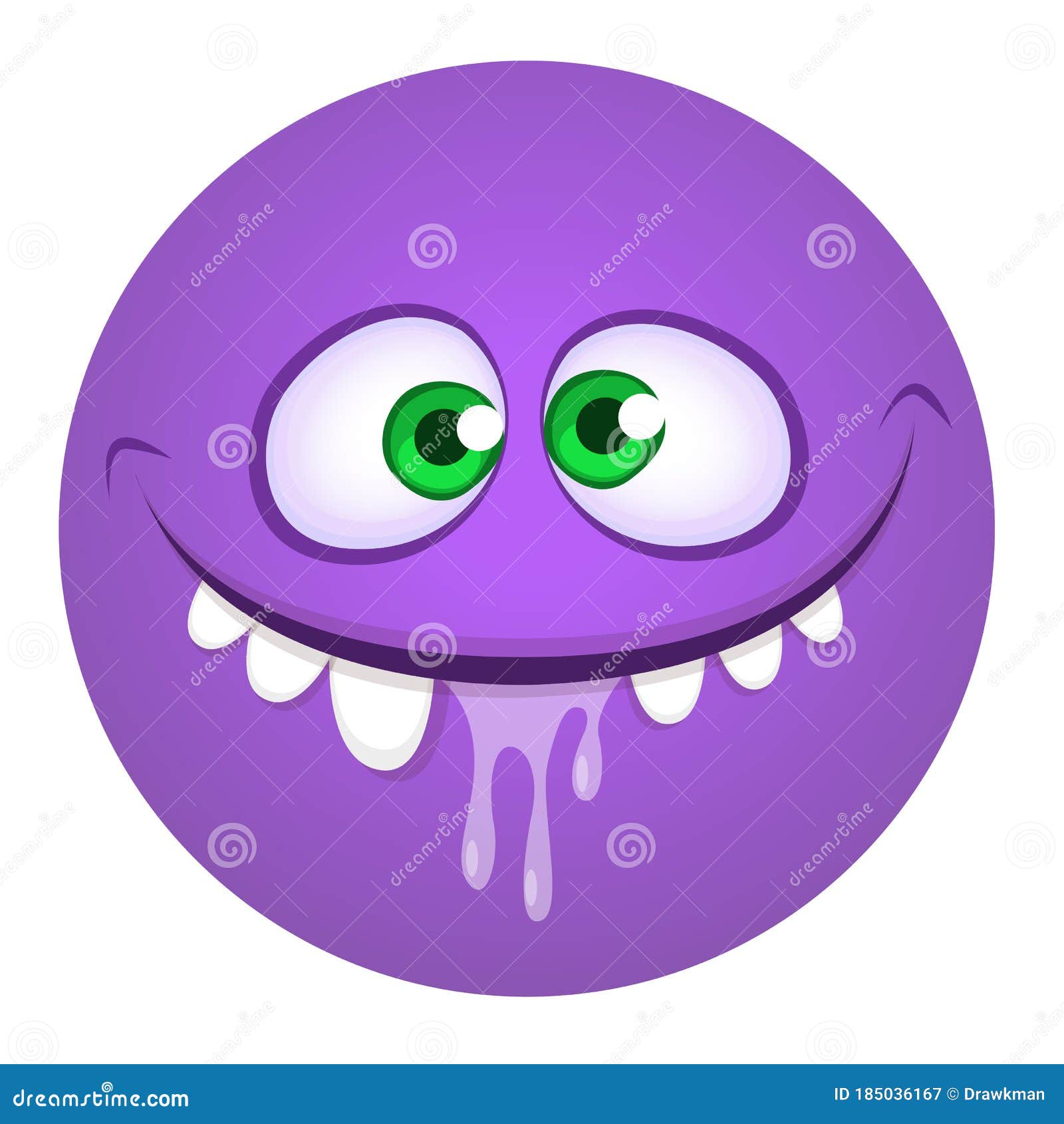 Cartoon Purple Happy Monster Face Avatar. Vector Illustration Stock ...