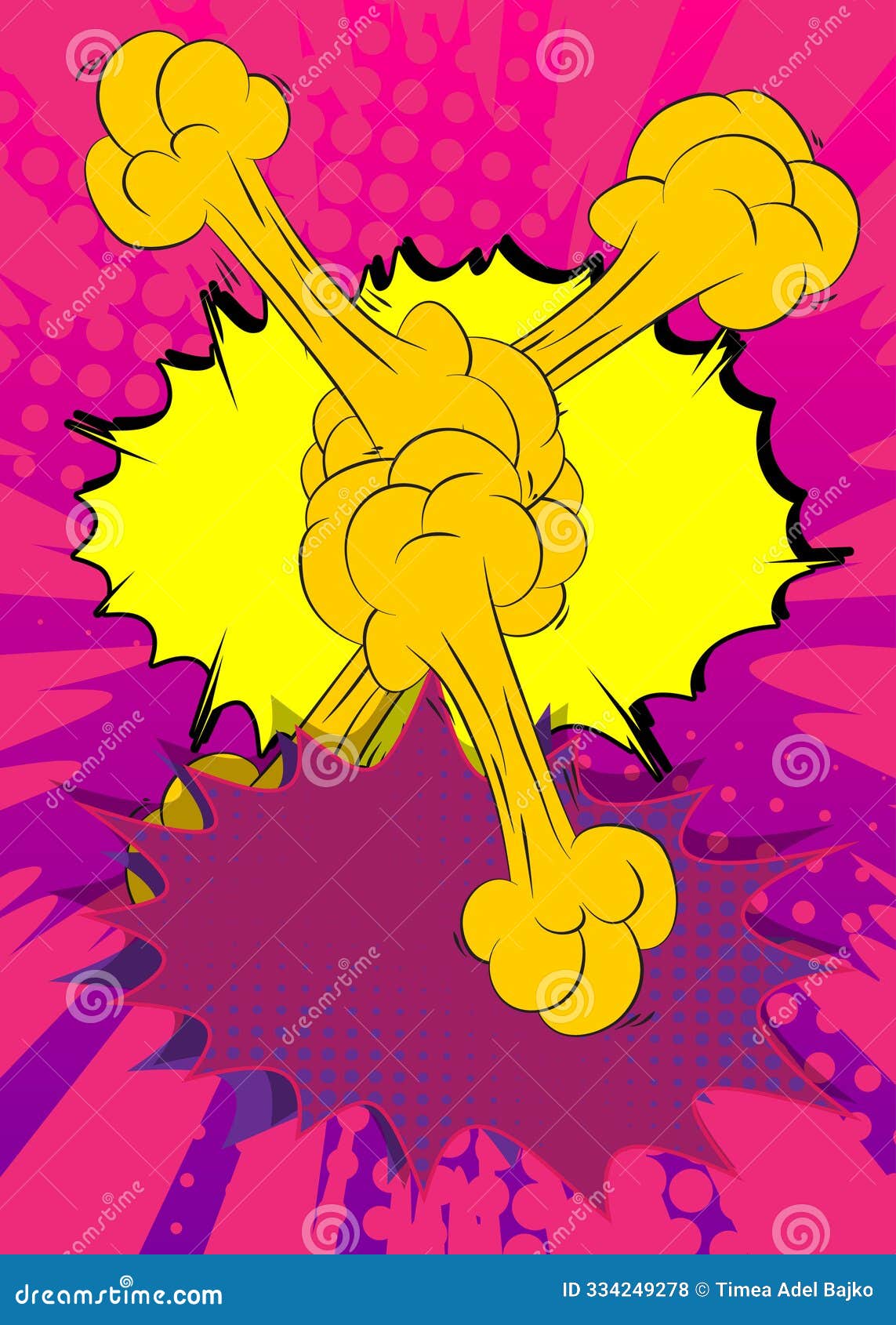 Cartoon Purple Yellow Background, Comic Book Backdrop. Retro Vector ...