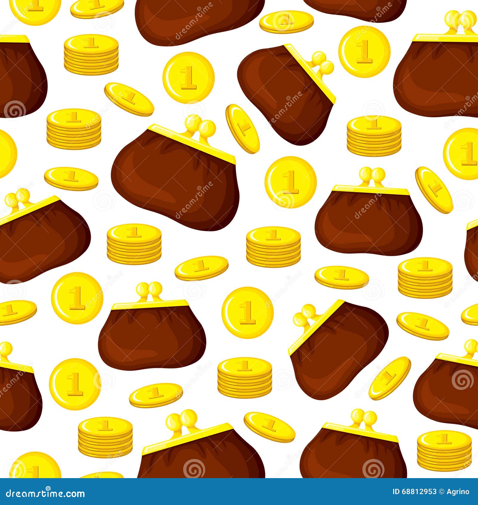 Cartoon Purses and Coins Pattern Seamless Stock Vector - Illustration ...