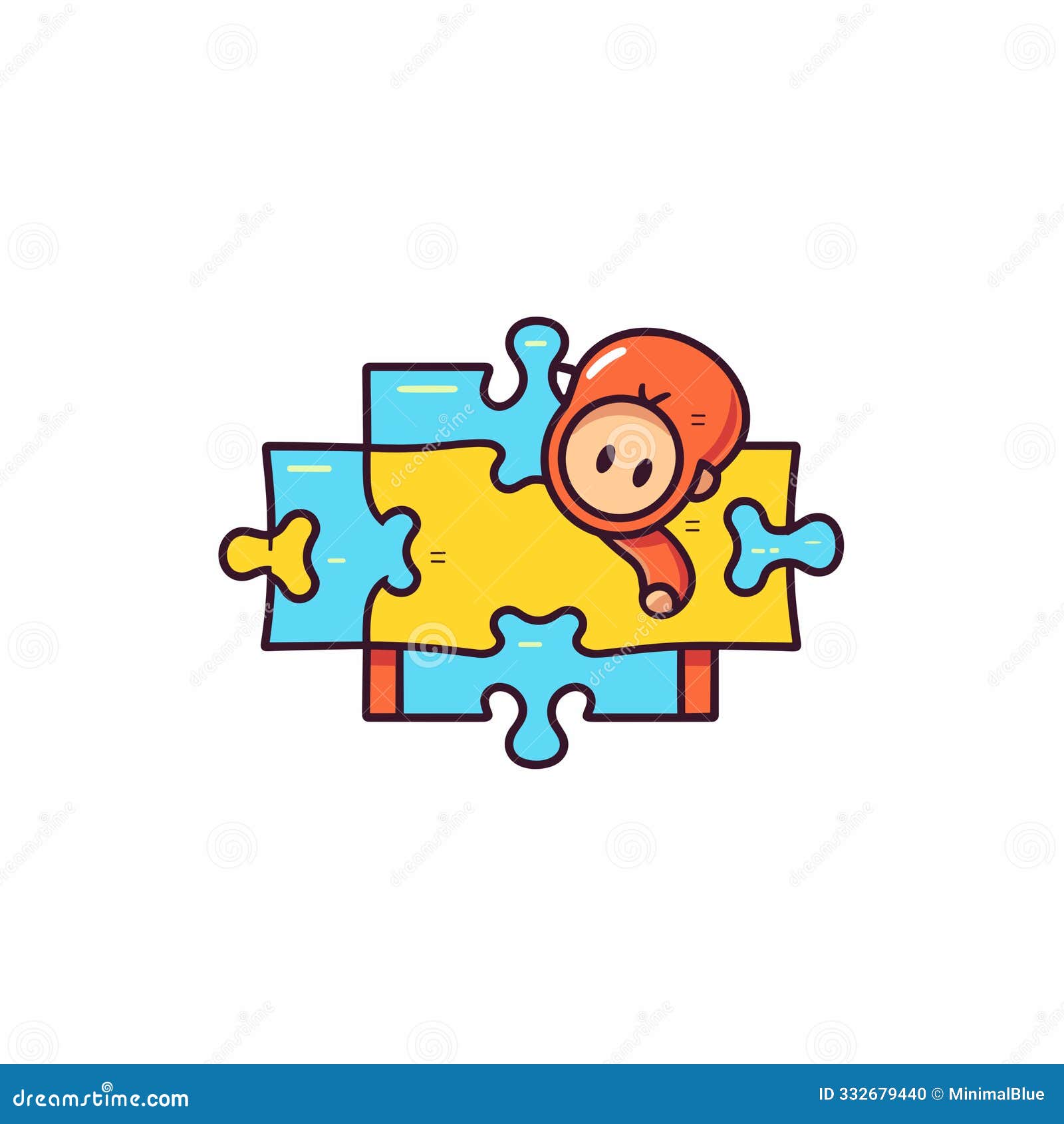 Cartoon Puzzle Piece with Character Illustration Stock Illustration ...