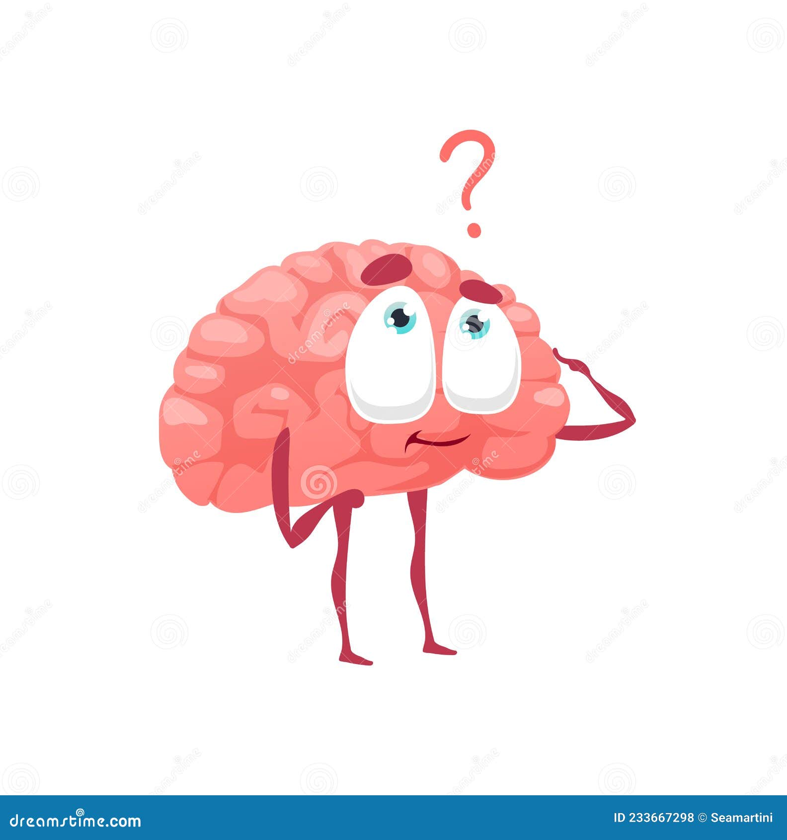 Cartoon Puzzled Brain with Question Mark Over Head Stock Vector ...
