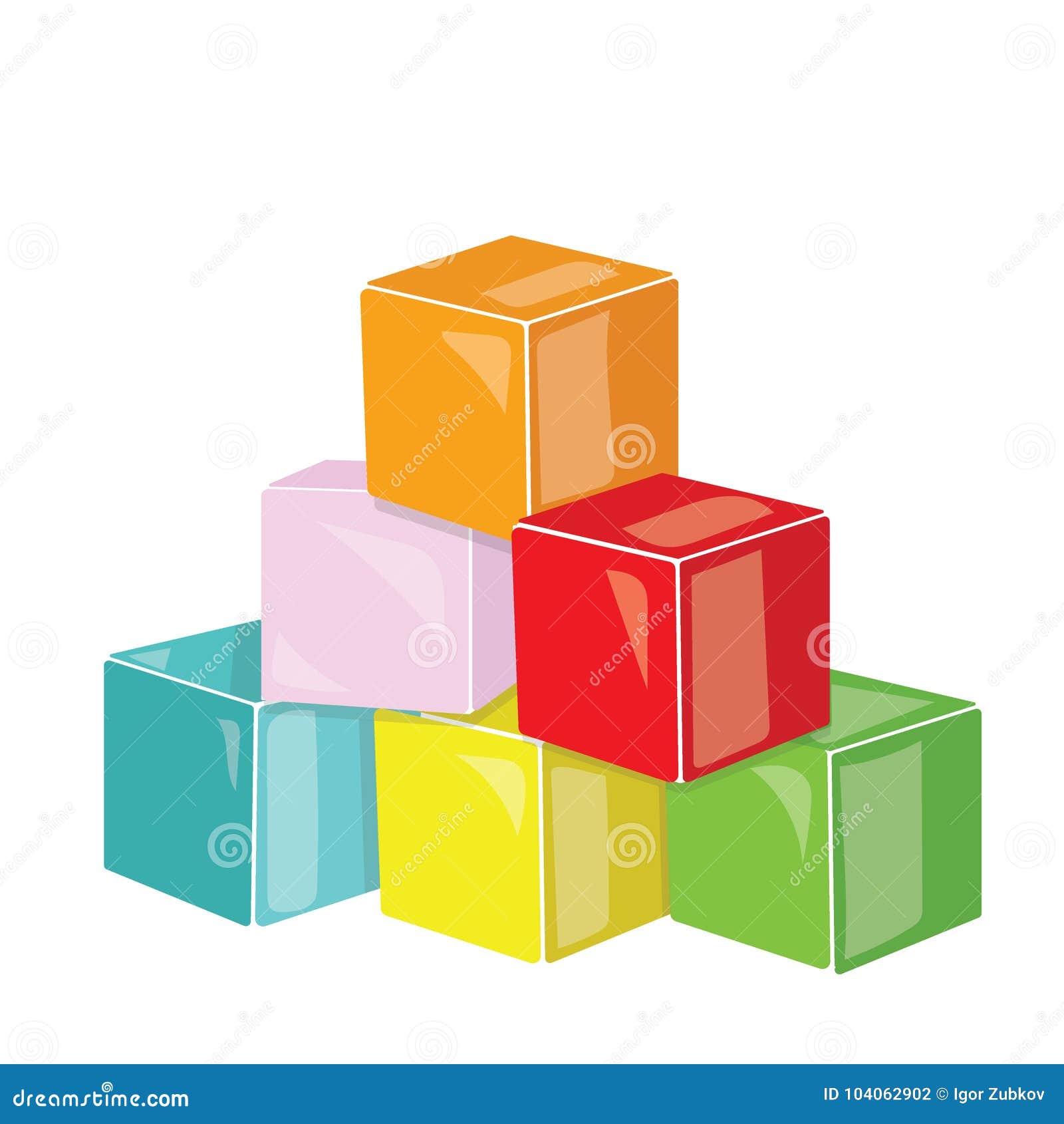 Cartoon Pyramid Of Colored Cubes. Toy Cubes For Children. Colorful ... Cartoon Pyramid Of Colored Cubes. Toy Cubes For Children. Colorful ...