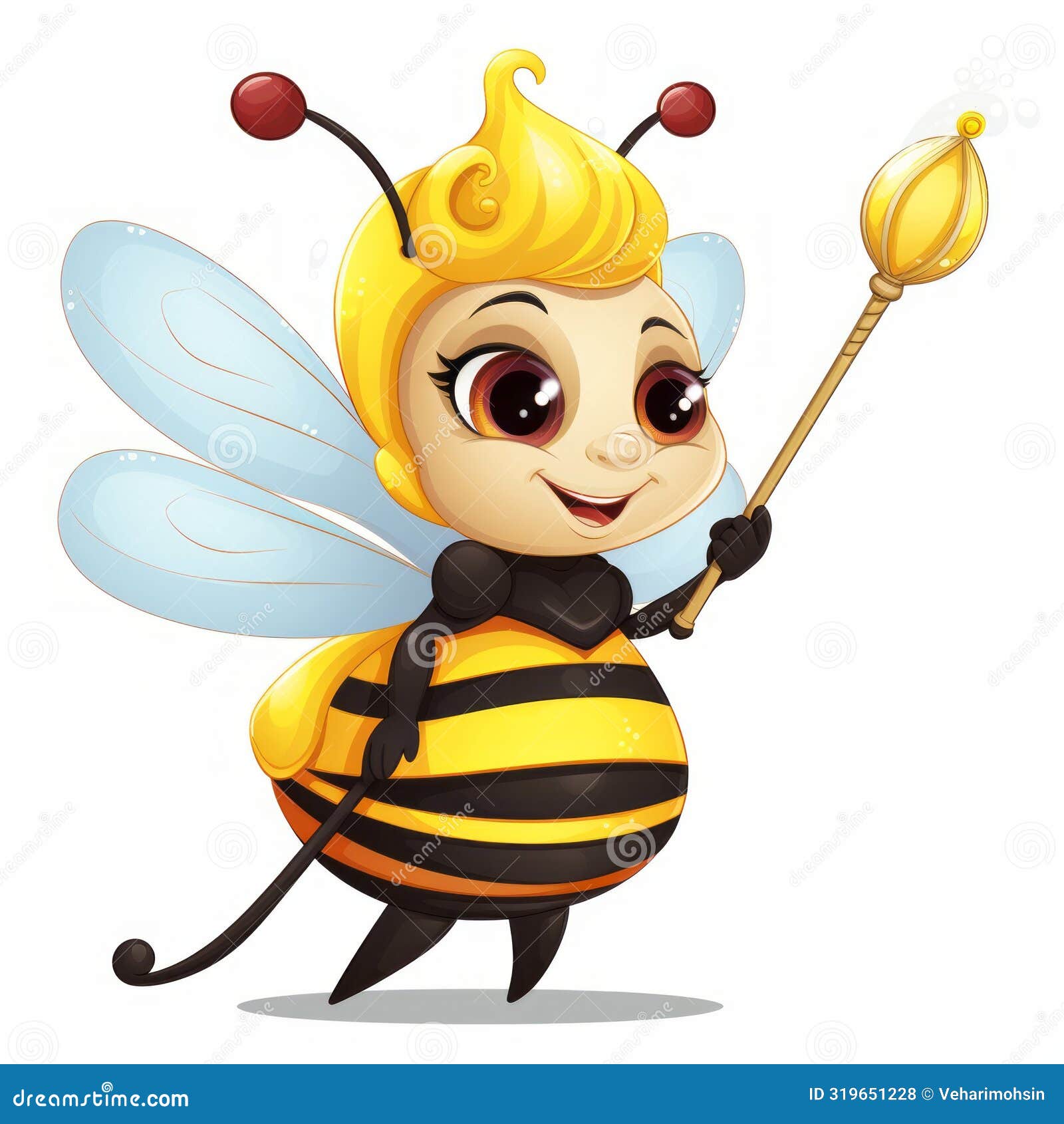 Cartoon Queen Bee Holding a Scepter, Vector Illustration Stock ...