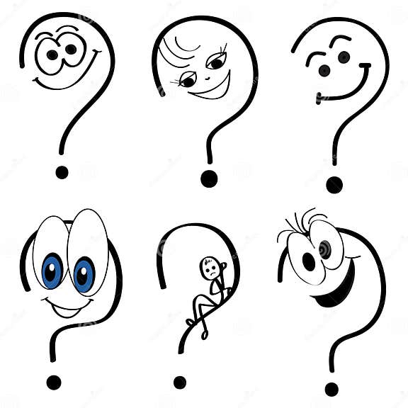 Cartoon Question Marks. Emoji Smiley Faces Stock Illustration ...