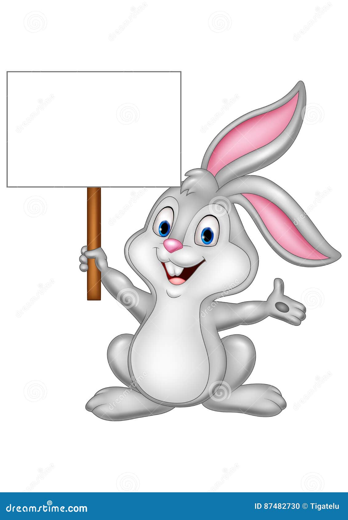 Cartoon Rabbit Abbit with Blank Sign Stock Vector - Illustration of ...
