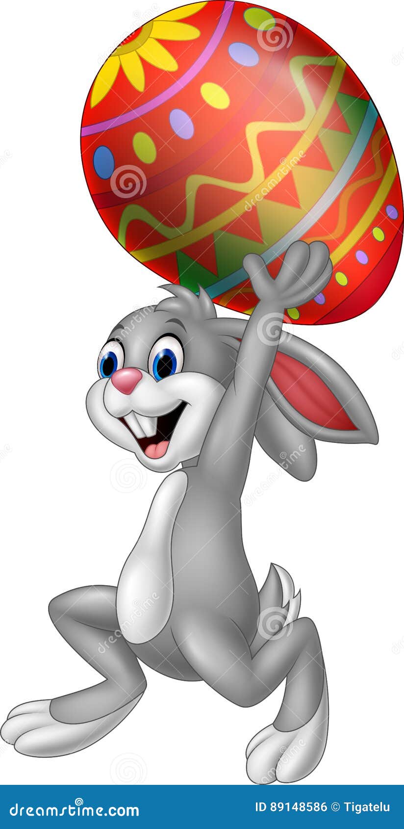 Cartoon Rabbit Carrying Easter Egg Stock Vector - Illustration of funny ...