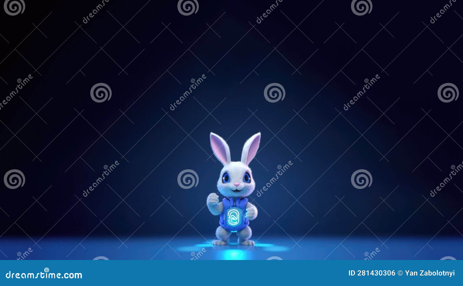 Cartoon Rabbit Character Design Blue Background. Generative AI Stock ...