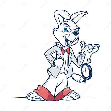 Cartoon Rabbit with a Clock Stock Vector - Illustration of childish ...
