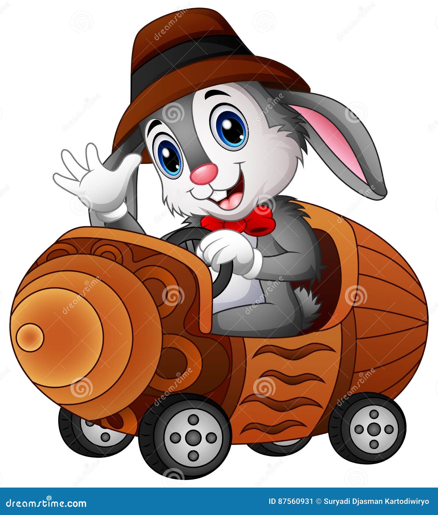 Cartoon Rabbit Driving a Toy Car Stock Vector - Illustration of carved ...