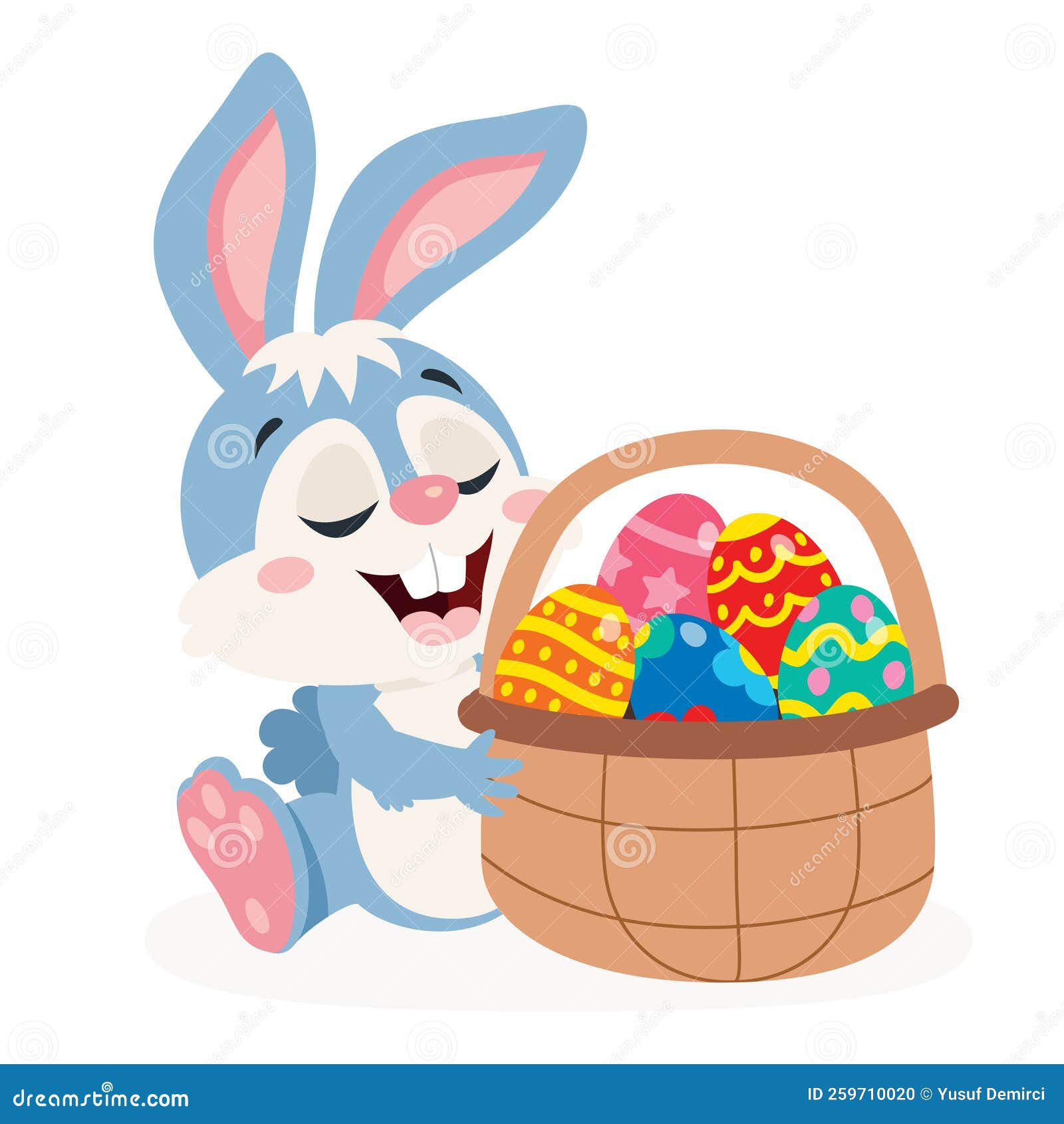 Cartoon Rabbit with Easter Eggs Stock Illustration - Illustration of ...