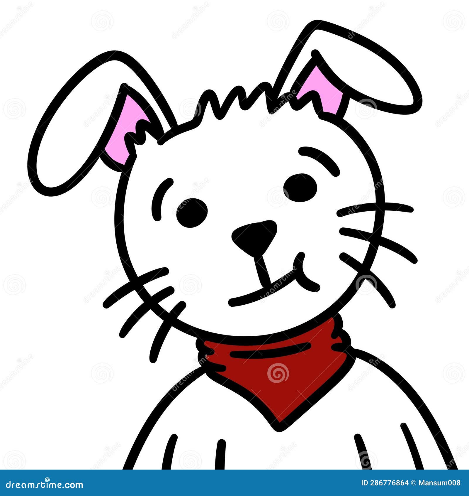 Cartoon Rabbit Face with Big Red Eyes Stock Illustration - Illustration ...
