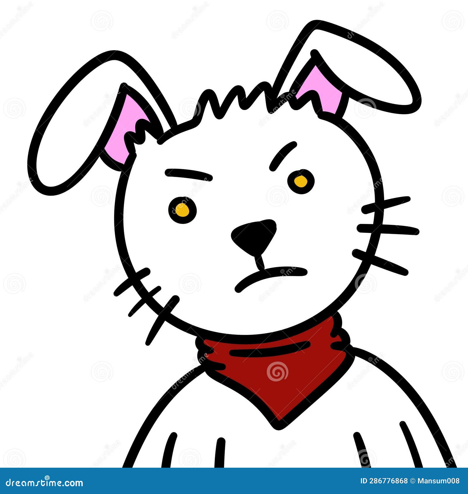 Cartoon Rabbit Face with Big Red Eyes Stock Illustration - Illustration ...